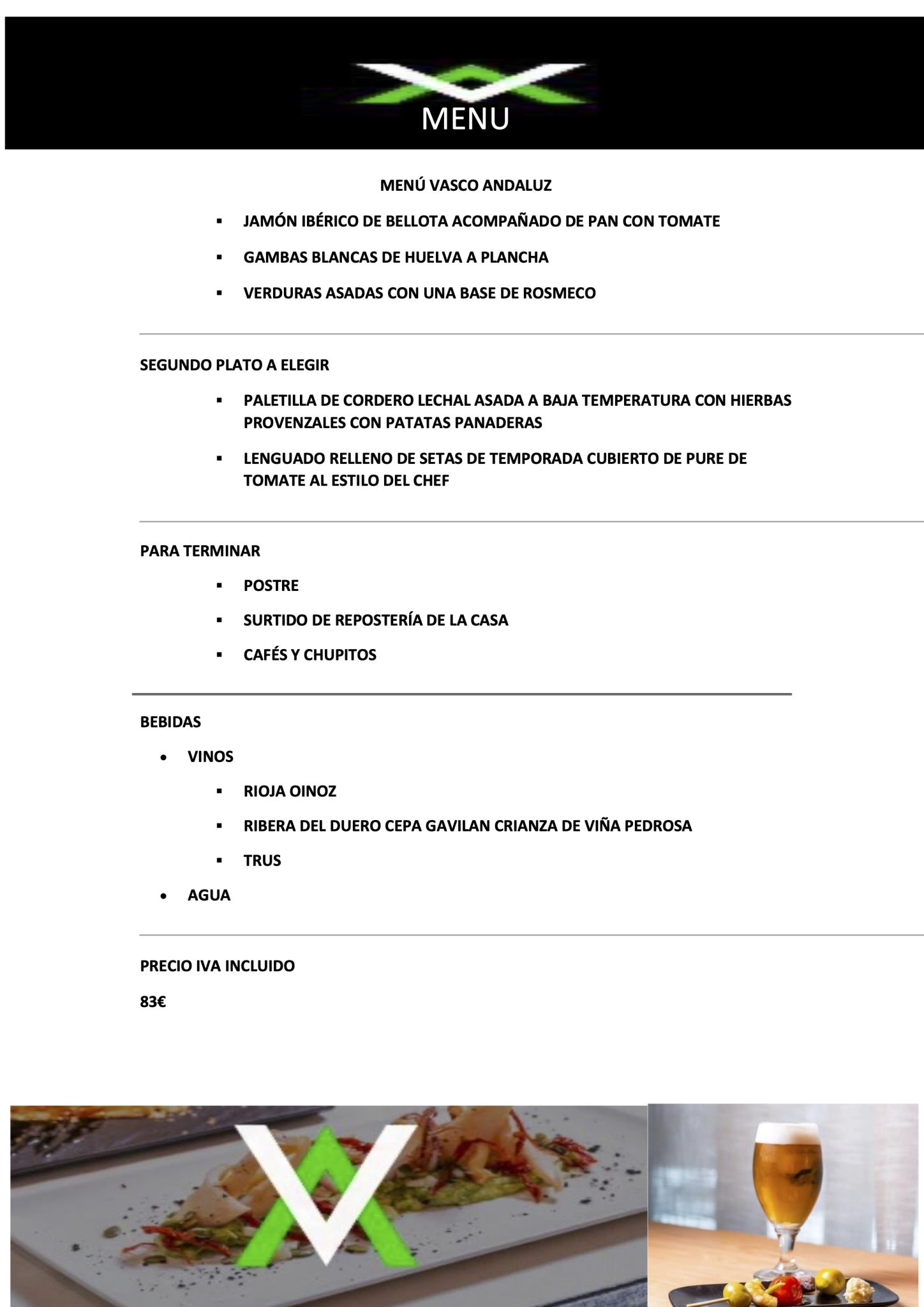 Menú Vasco Andalúz